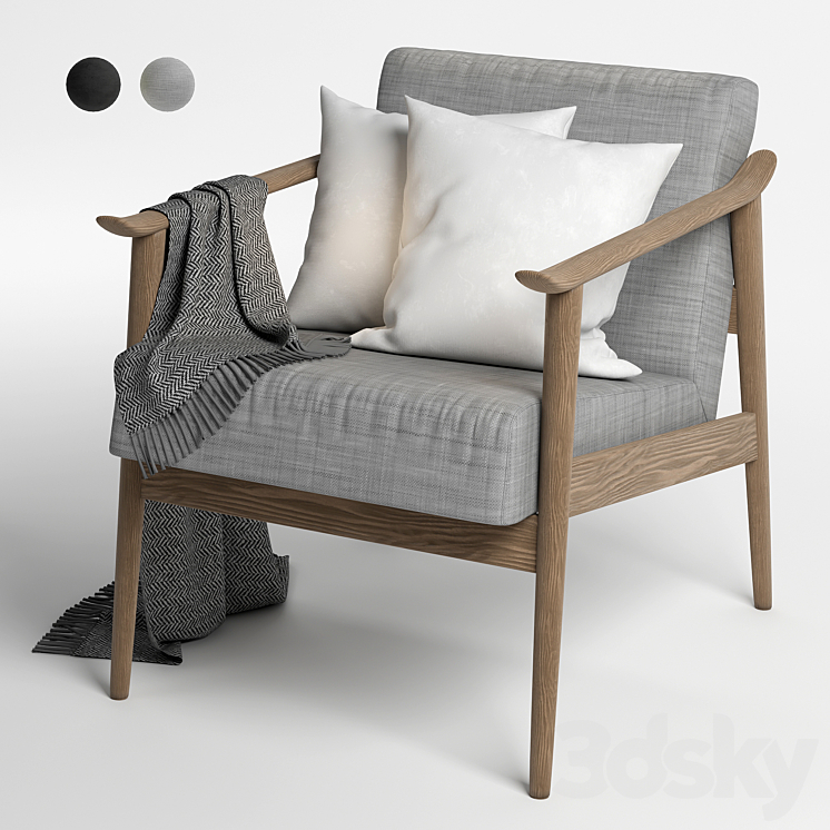 Mid century show wood chair 01 - Arm chair - 3D model