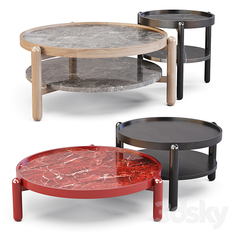 Meridiani: Vittorio - Coffee and Side Tables Set 02 - Table - 3D model