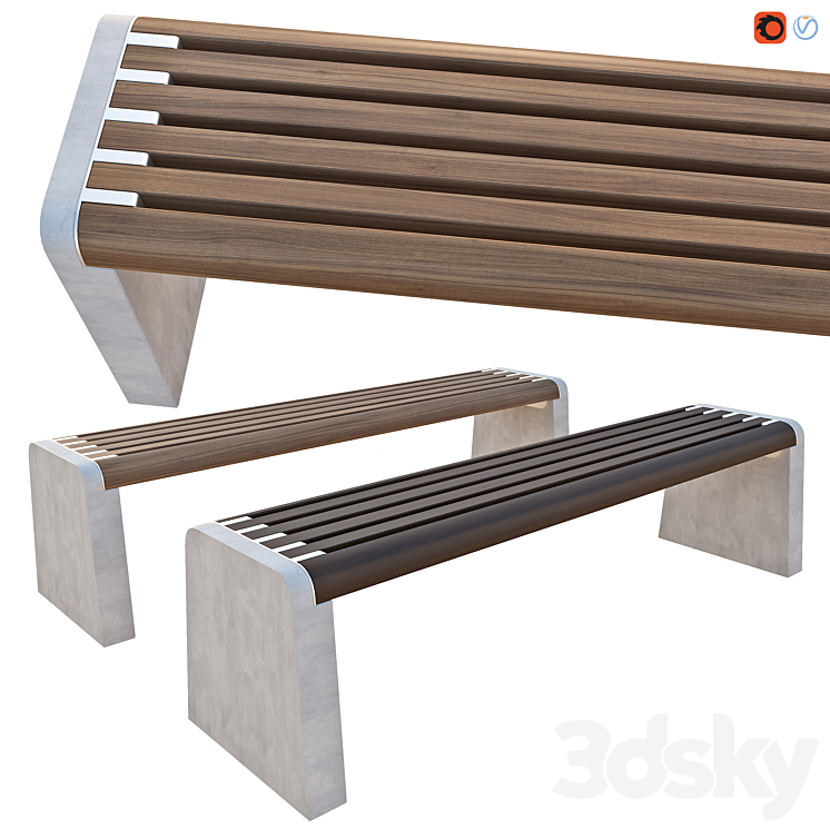 Banc public contemporain FORMA - Urban environment - 3D model