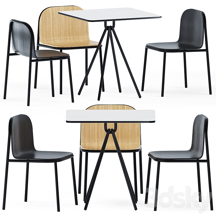Piper Cafe Table Square 700 by DesignByThem & Wooden Shell Chair by ...
