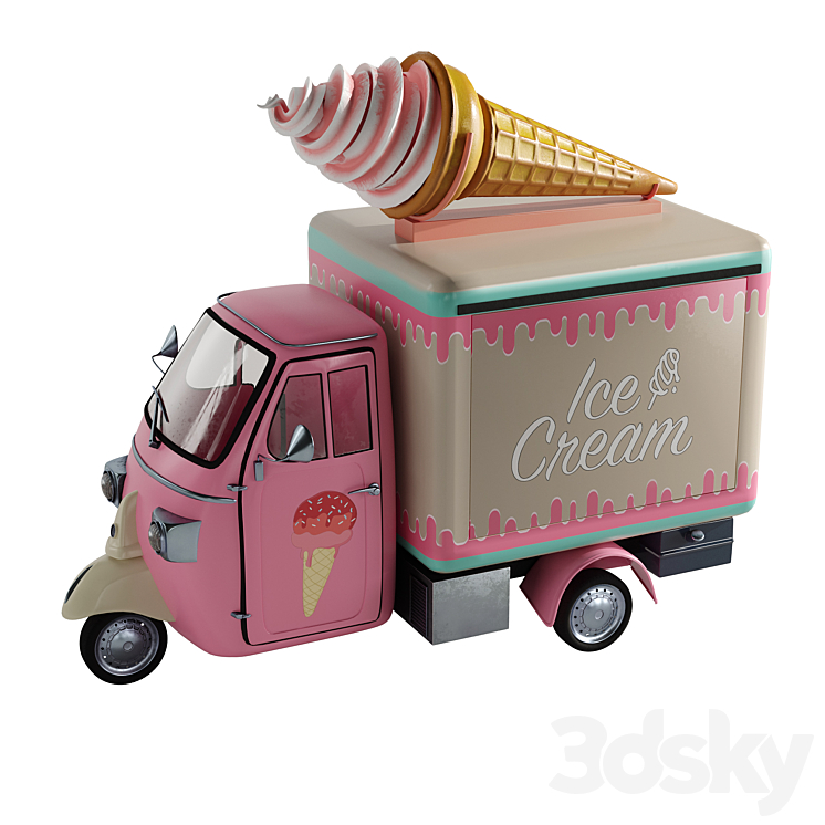 Piaggio ape ice cream - Ground Transport - 3D model