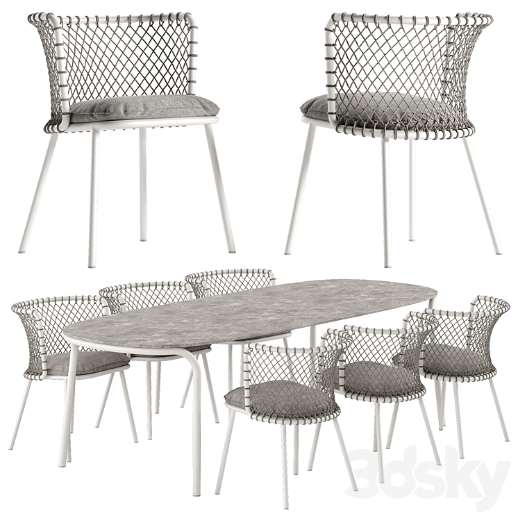 Roberti Charme dining set - Table + Chair - 3D model