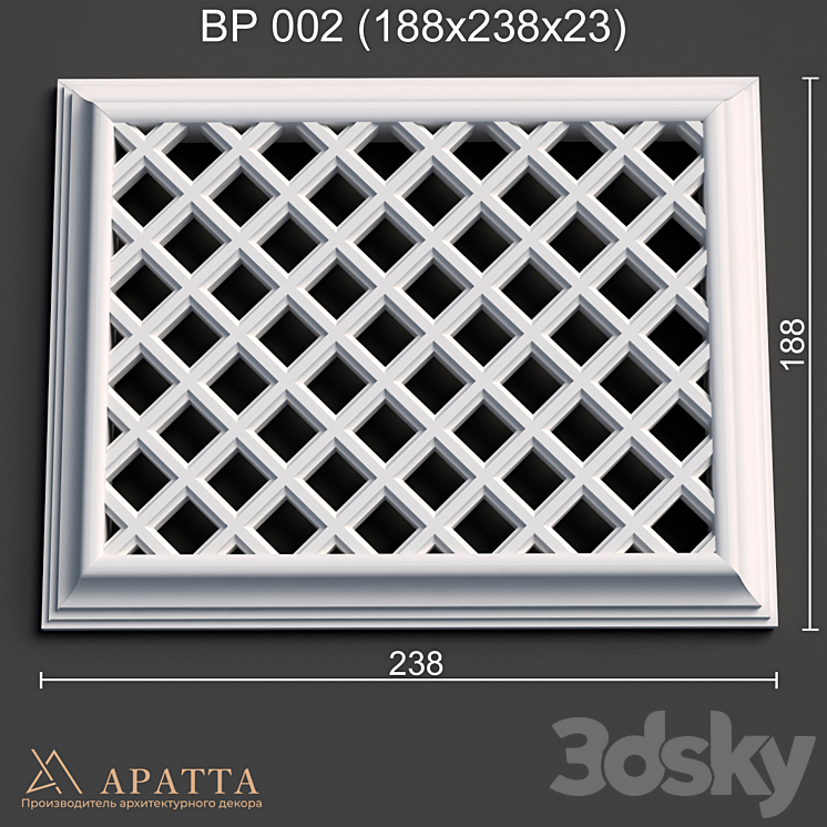 Plaster ventilation grill 002 - Decorative plaster - 3D model