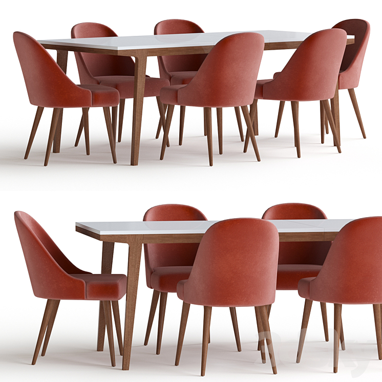 Dining Set 01 - Table + Chair - 3D model