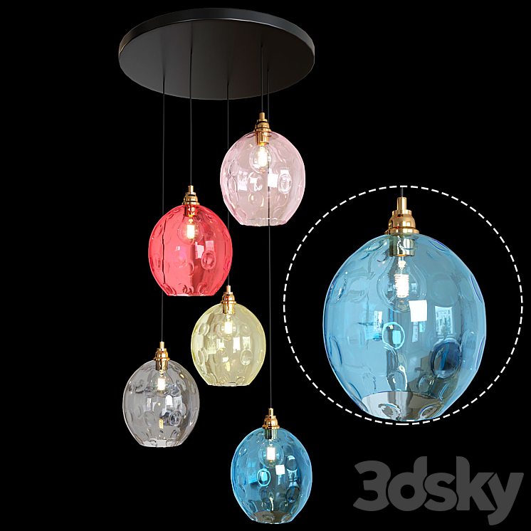 Ilaria Cluster Light, Multi Colored Glass and Brass - Pendant light ...