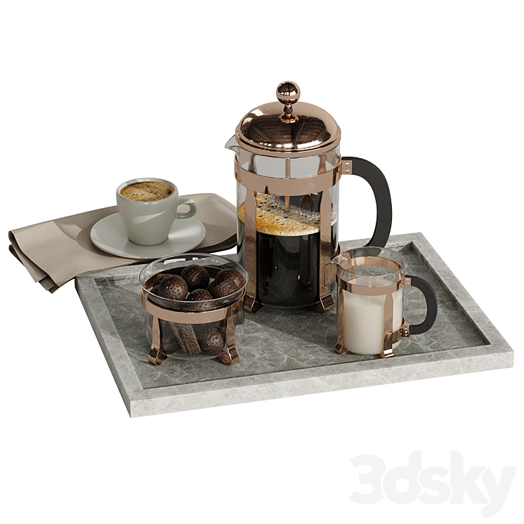 Coffee set 4 - Food and drinks - 3D model