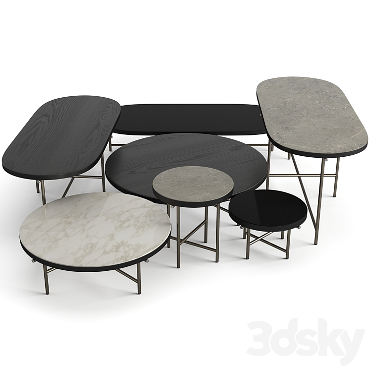 Minotti Torii coffee table set - Table - 3D model