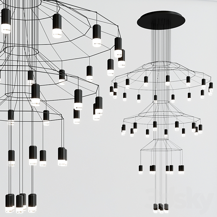 WIREFLOW CHANDELIER Pendant lamp By Vibia - Pendant light - 3D model