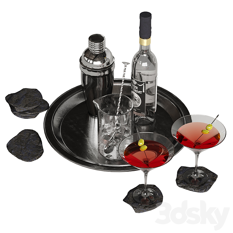 Cocktail set 3 - Food and drinks - 3D model