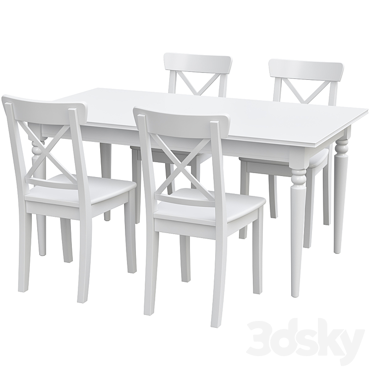 Ingatorp & Ingolf Ikea - Table + Chair - 3D model