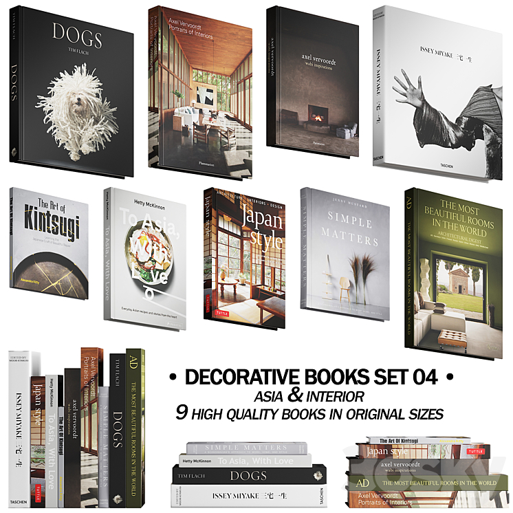 037_Decorative books set 04 Asia & Interior 00 - Books - 3D model