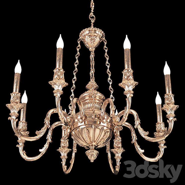 classical brass chandelier - Pendant light - 3D model