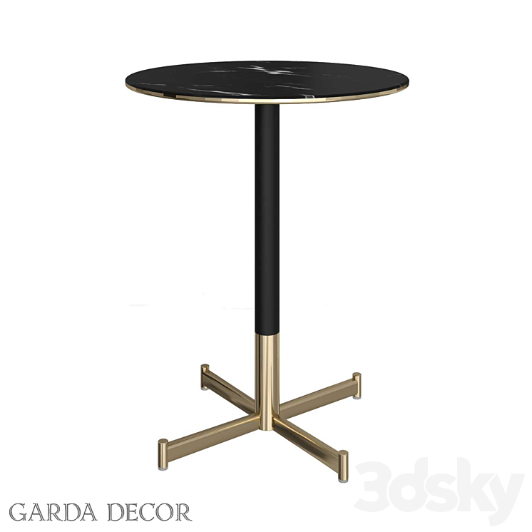 TABLE HIGH MARBLE GLASS / BLACK METAL 46AS-HT5341-BL Garda Decor ...