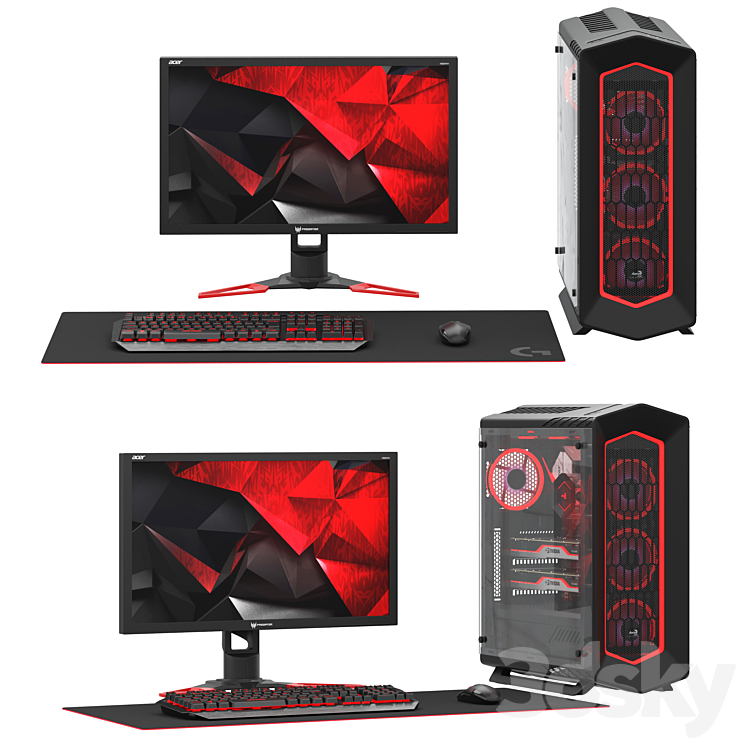 Gamer Set - PC & other electronics - 3D model