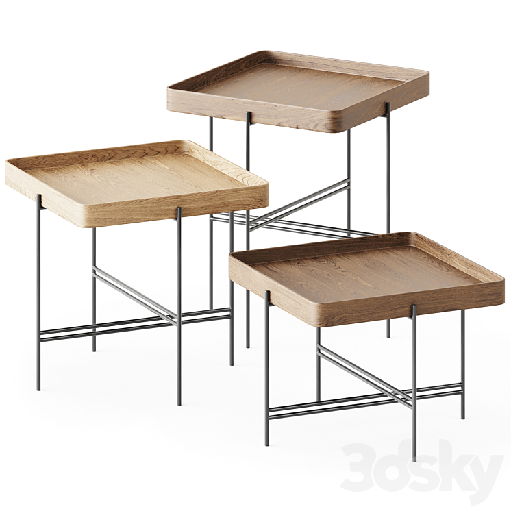 Wooden Square Coffee Tables Tray by Potocco - Table - 3D model