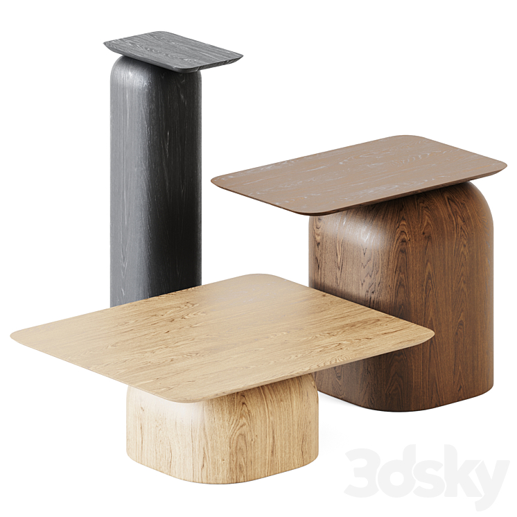 Wooden Coffee Tables April by Nikari - Table - 3D model