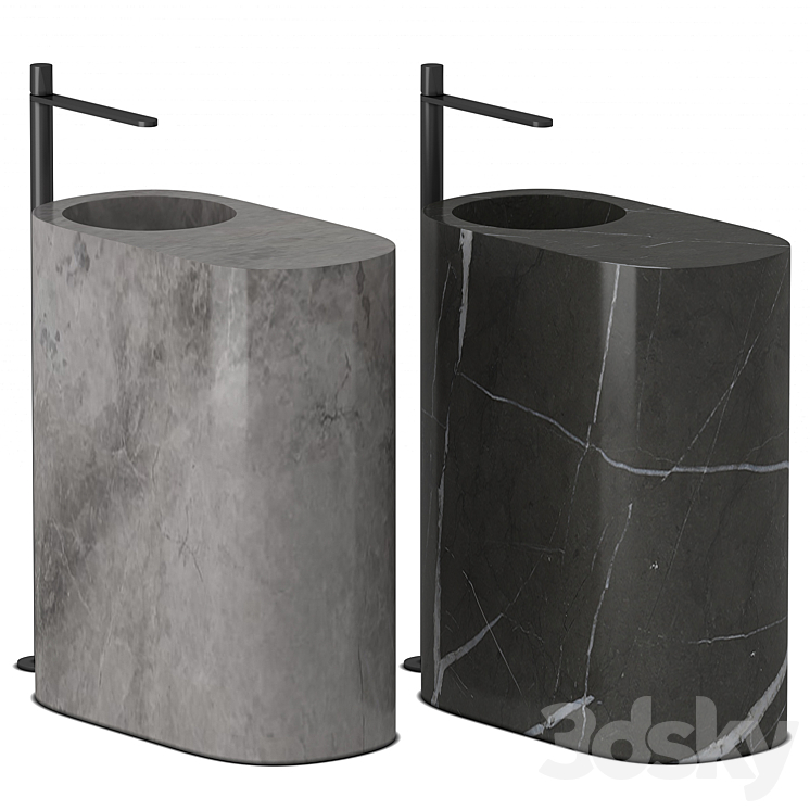 sink Cocoon John Pawson stone column & faucet Antoniolupi Indigo - Wash ...
