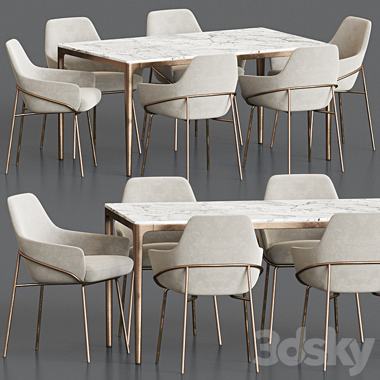 Dining Set 127 - Table + Chair - 3D model