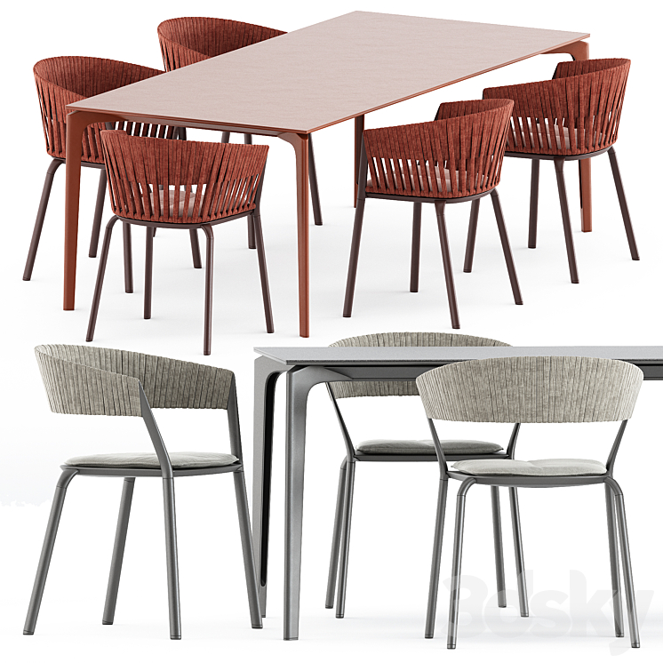 AllSize table and Ria Dining armchair with woven rope by Fast - Table ...