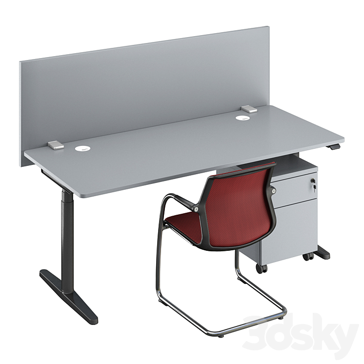 Vitra Tyde Workstations & Vitra Unix Chair - Office furniture - 3D model