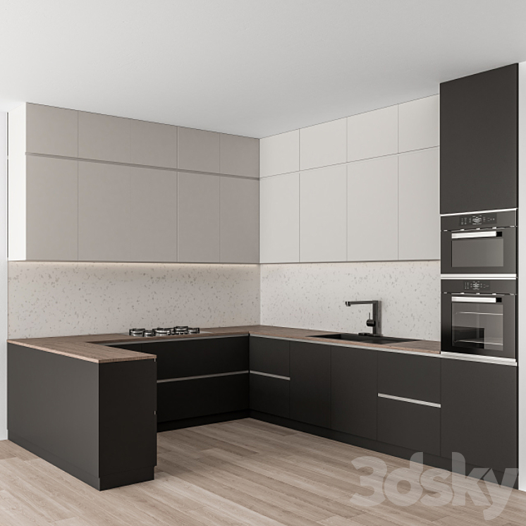 Kitchen Modern - Black and White 57 - Kitchen - 3D model