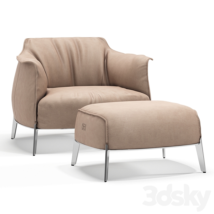 Stylish modern Italian armchair Archibald Gran Comfort with ottoman by ...