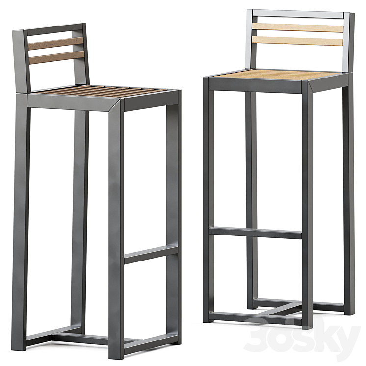Bar Stool Dna Teak by Gandia Blasco - Chair - 3D model