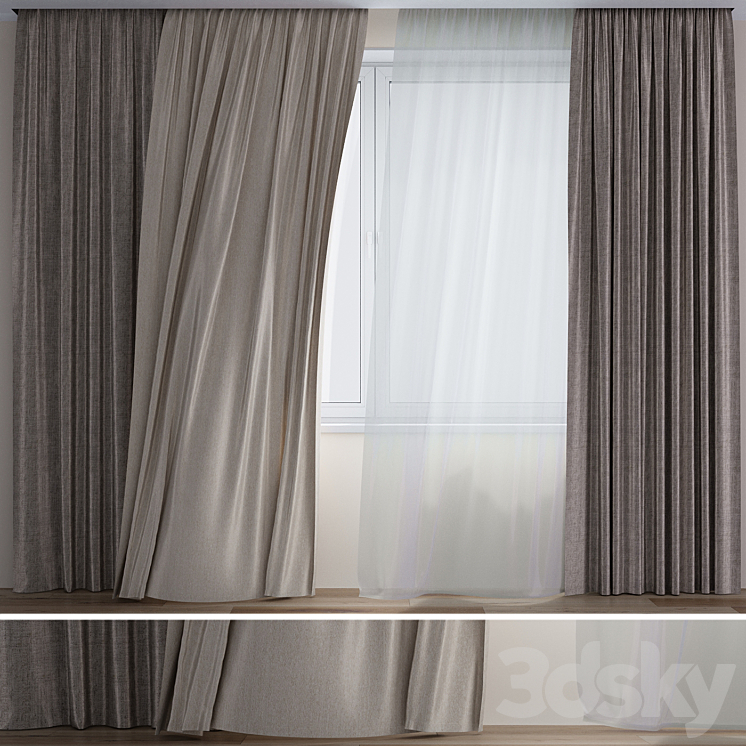 Curtains with wind 01 - Curtain - 3D model