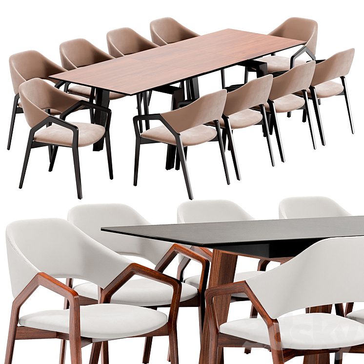 Angel Cerda Dining Group - Table + Chair - 3D model