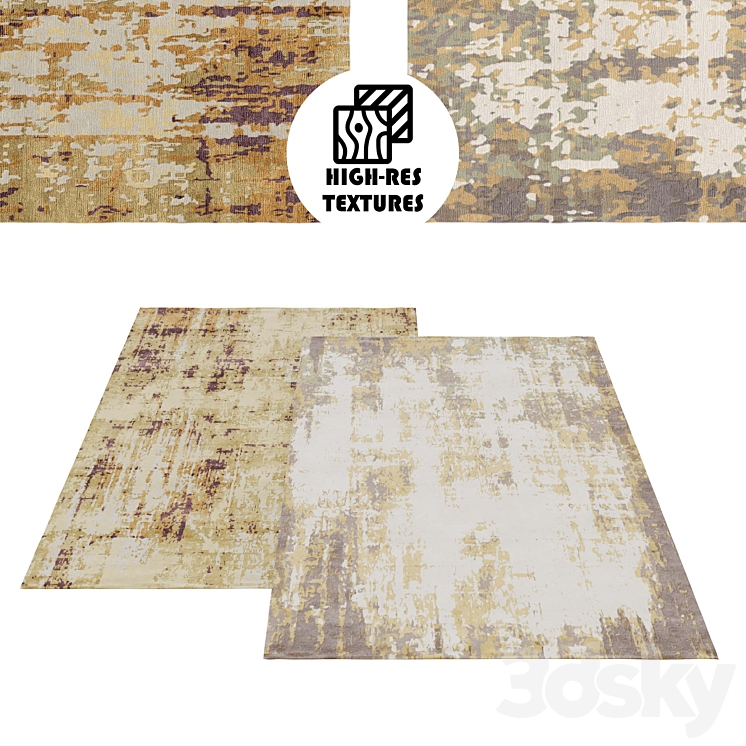 Large Irregular Pattern Cream Splash Rug Set - Carpets - 3D model