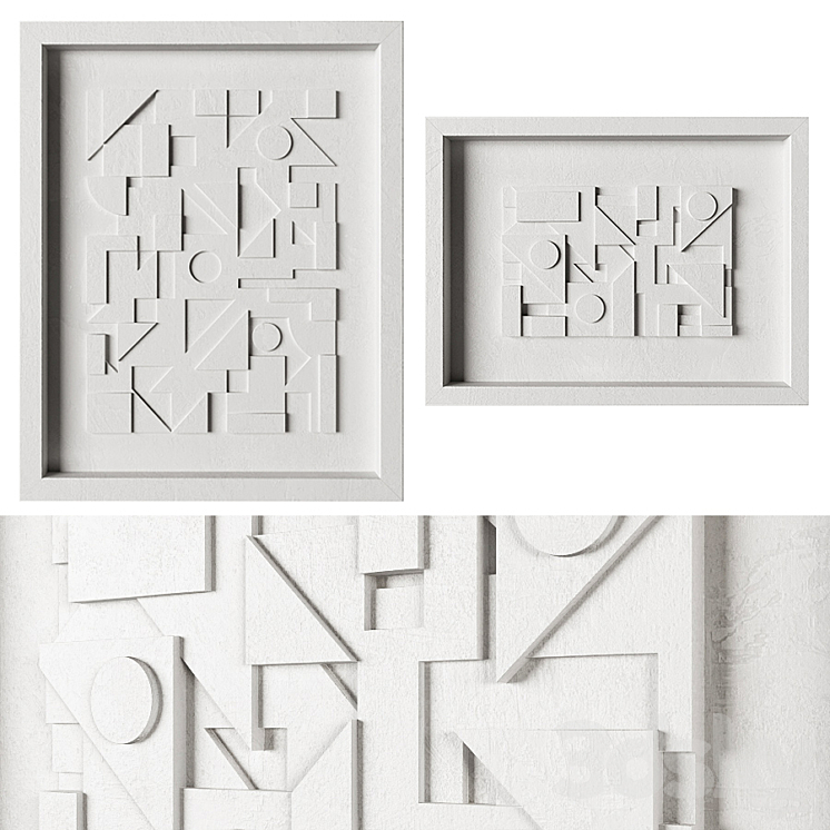 Modern geometric wall relief 01 - Frame - 3D model