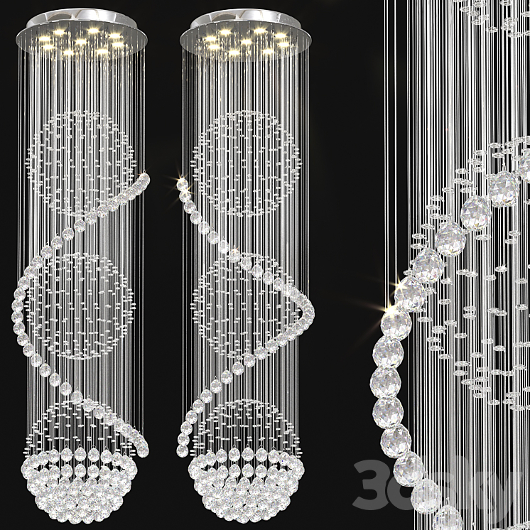Round Crystal Rain Drop Pendant Chandelier Light Fixture - Pendant ...