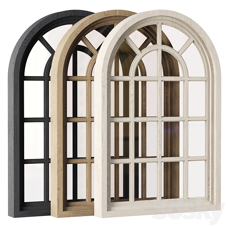 Arch Windows_v4 / Wooden arched window - Windows - 3D model