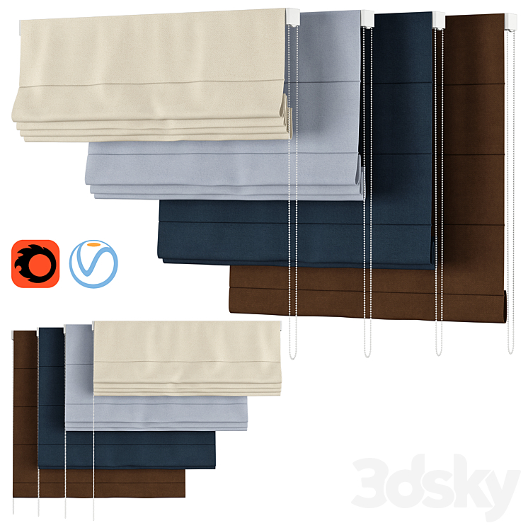 Roman Curtains 148 | VELVET ROMAN SHADE - Curtain - 3D model