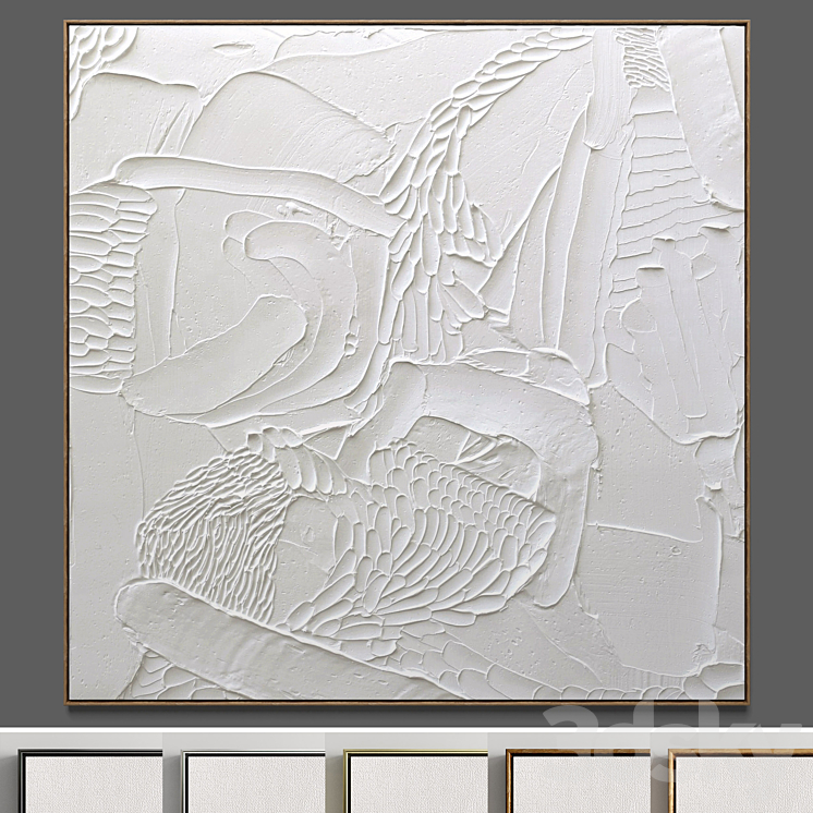 Plaster two square photo frames 14 - Frame - 3D model