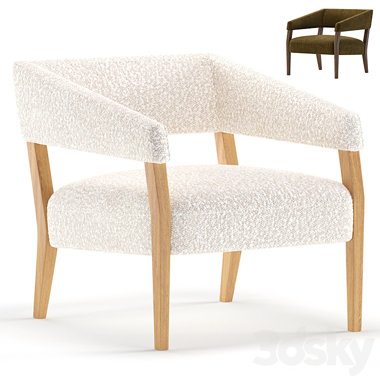 Angled Arm Club Chair Westelm - Arm chair - 3D model