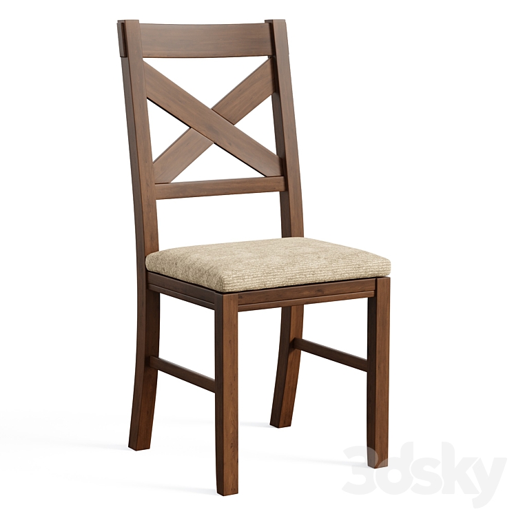 Isabell Cross Back Side Chair in Dark Hazelnut - Chair - 3D model