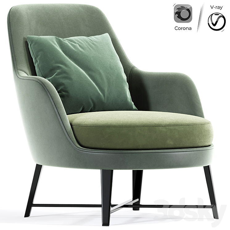 Guscio Armchair Flexform - Arm chair - 3D model