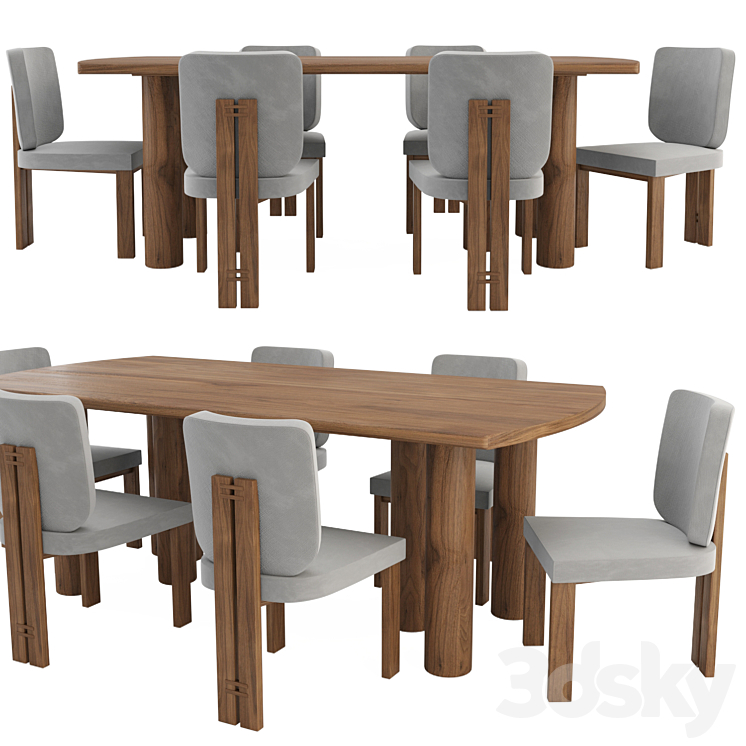 Throop Table and Dining Chair - Table + Chair - 3D model