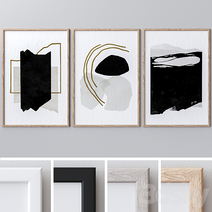Set of large wall paintings 1776 - Frame - 3D model