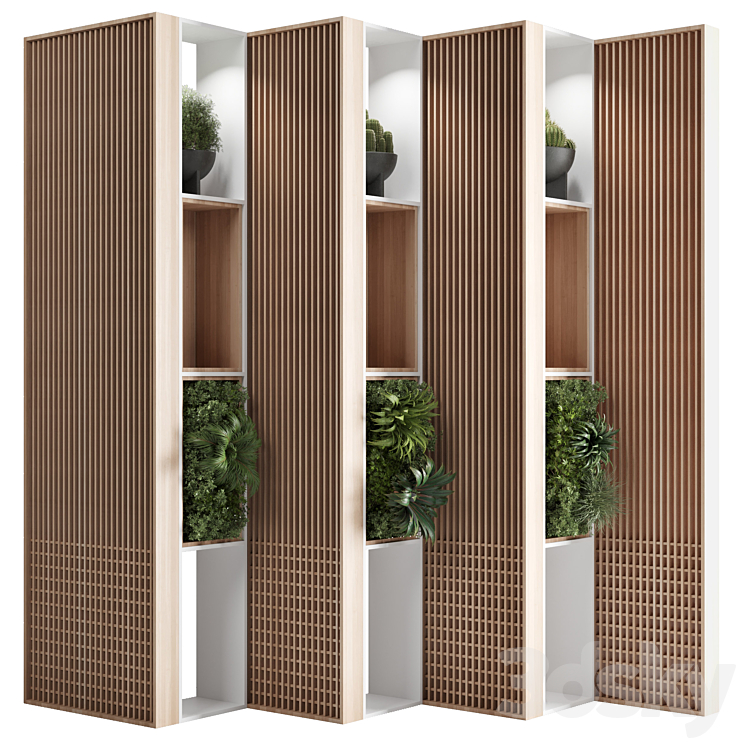 Wooden Partition With Plant 01 - Rack - 3D model
