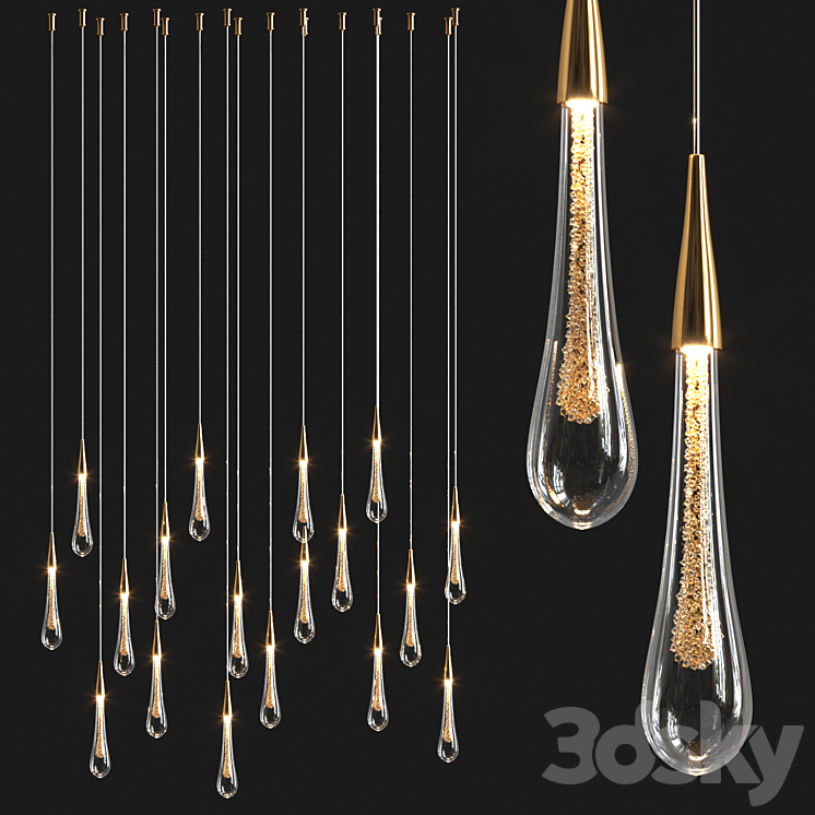 Stylish Modern Drop Pendant - Pendant light - 3D model