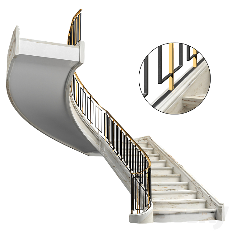 Neoclassical staircase - Staircase - 3D model
