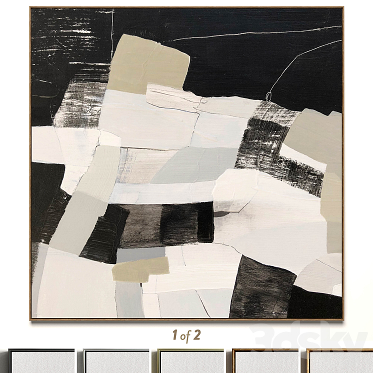Plaster two square photo frames R-51 - Frame - 3D model