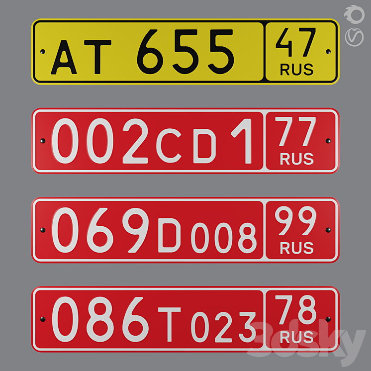 Russian license plates - Miscellaneous - 3D model