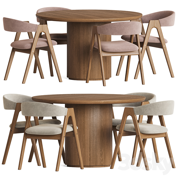 Dining Set 78 - Table + Chair - 3D model