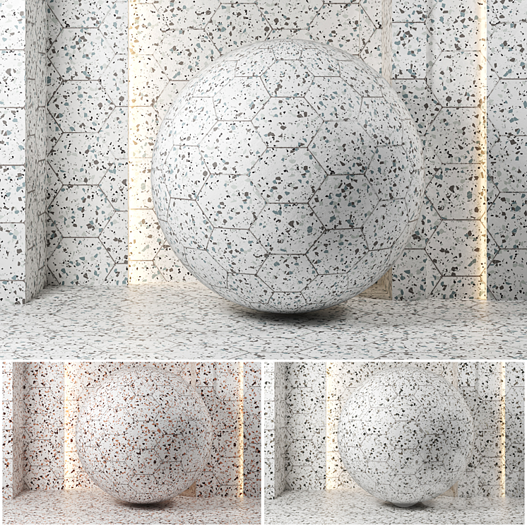 (4k)(3colors)Terrazzo Confetti Porcelain Tiles set 4-(Seamless, pbr ...