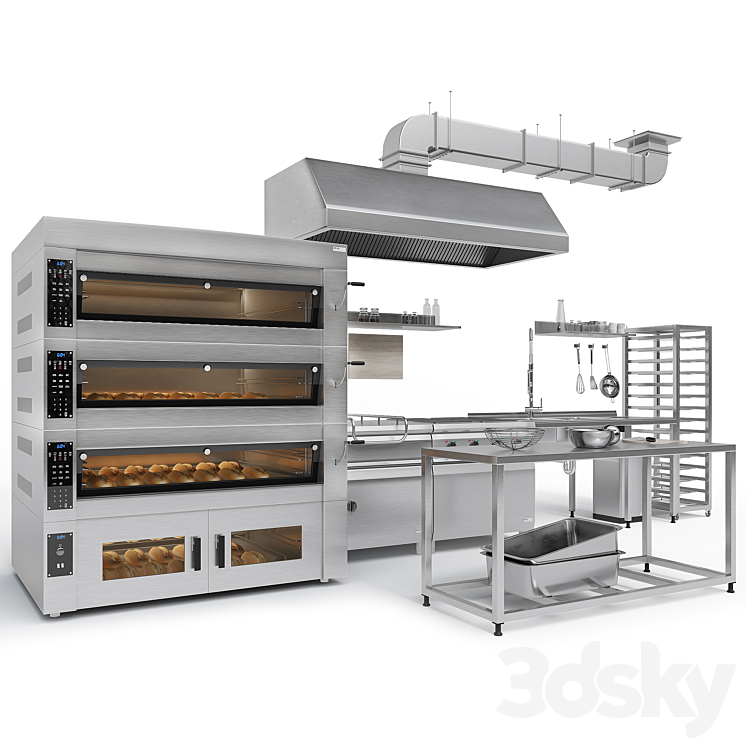 Industrial Kitchen Equipments - Restaurant - 3D model