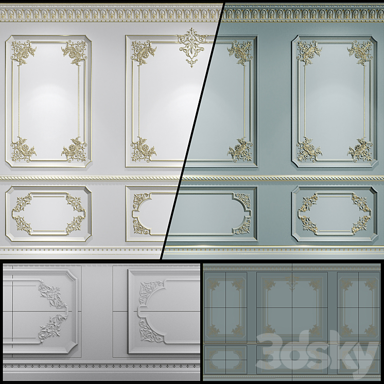 HQ Lowpoly Wall Molding | 2 sets | 80 4K maps - Decorative plaster - 3D ...