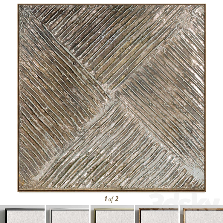 Plaster two square photo frames 77 - Frame - 3D model